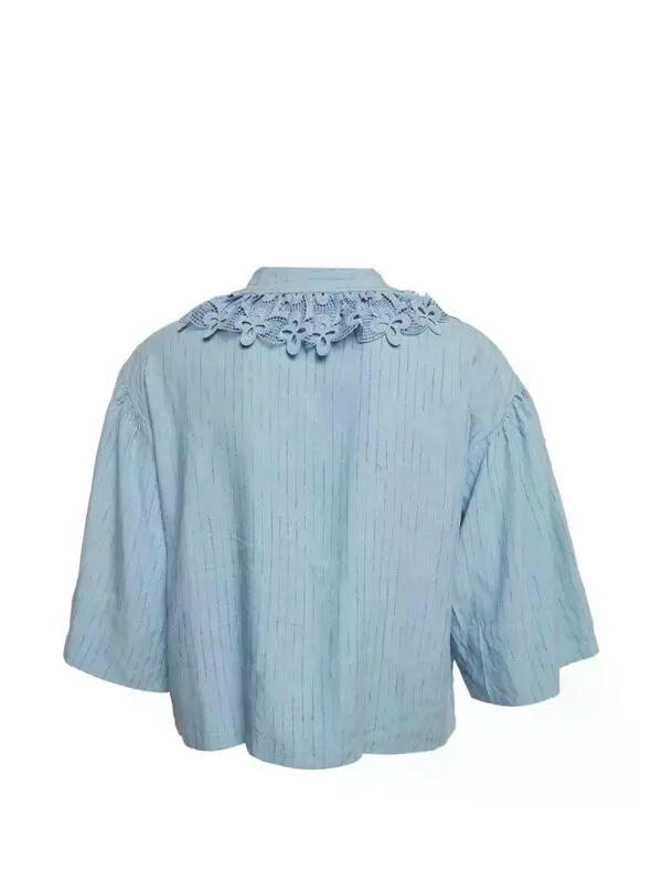 Sandro Peter-pan Collar Pinstripe Shirt