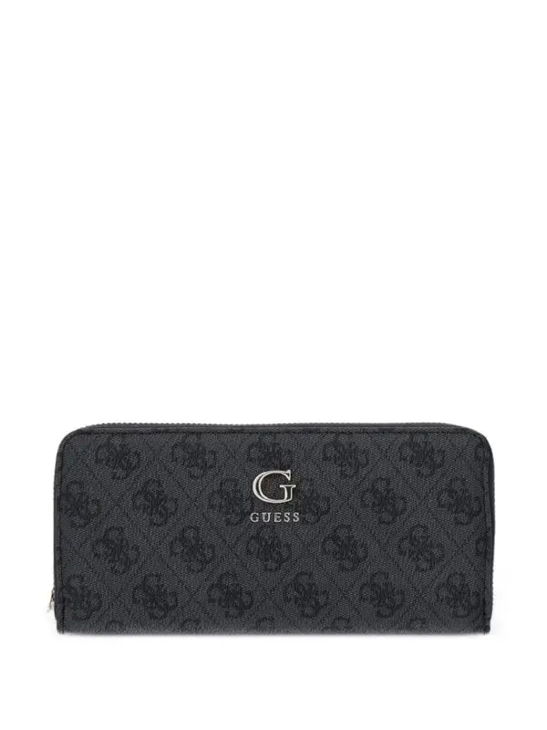 Guess Monogram-print Logo-plaque Wallet - Grey