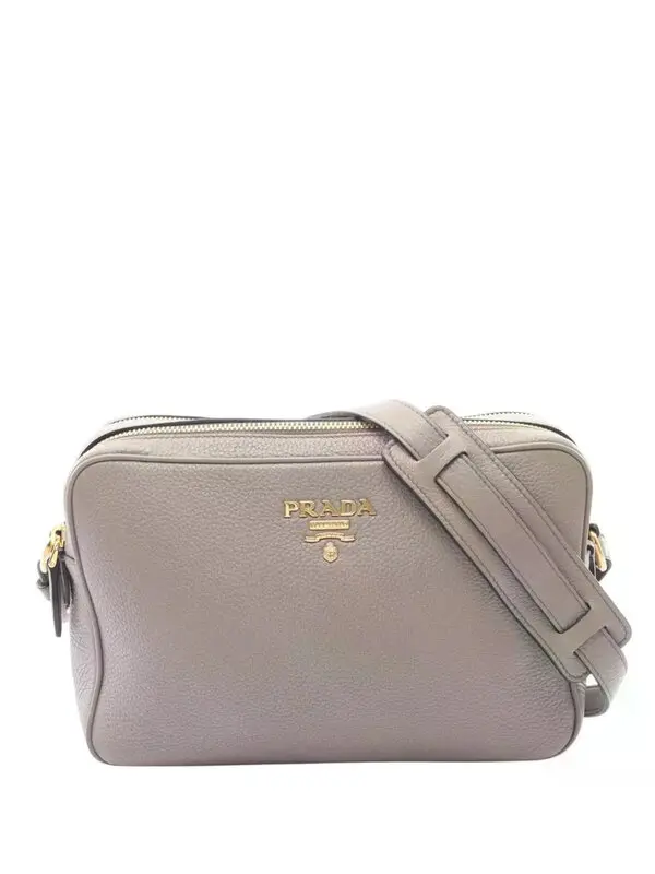 Prada 2010-2026 Vitello Daino Double Zip Camara Bag Crossbody Bag - Grey