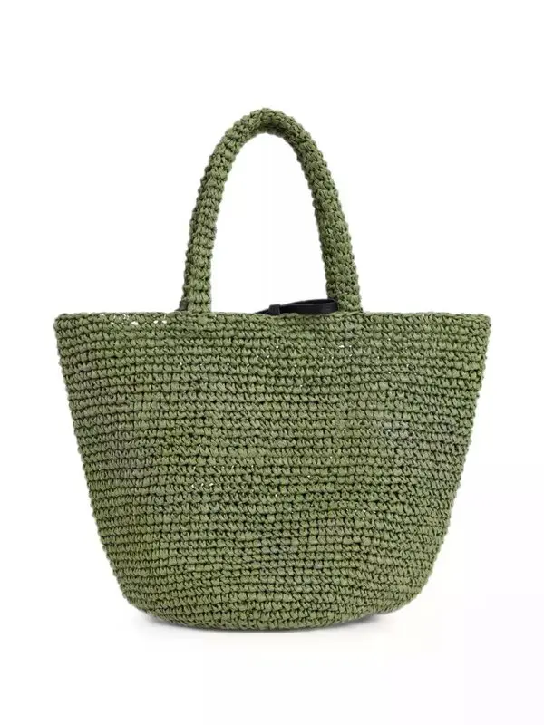 Kenzo Small Basket Embroidered Raffia Tote Bag - Green