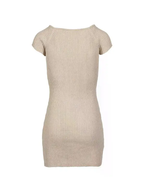 BOHEMSEO Ribbed Raglan-sleeve Mini Dress