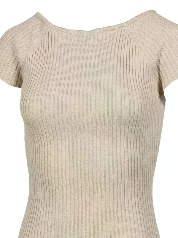 BOHEMSEO Ribbed Raglan-sleeve Mini Dress