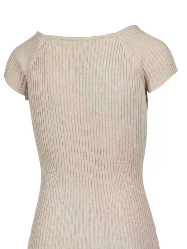 BOHEMSEO Ribbed Raglan-sleeve Mini Dress