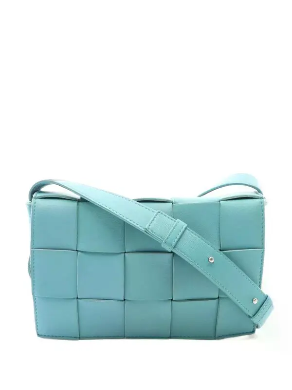 Bottega Veneta 2000s Maxi Cassette Intrecciato Shoulder Bag - Blue