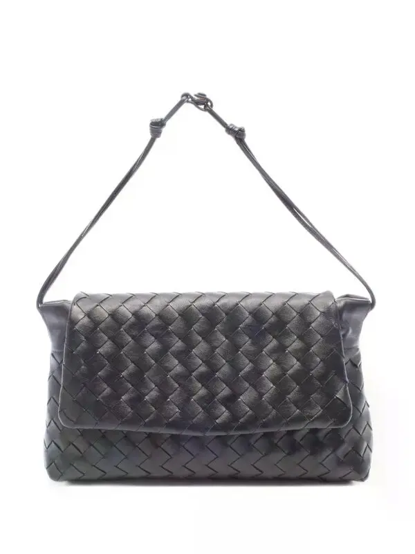 Bottega Veneta Giorno Intrecciato Shoulder Bag - Black