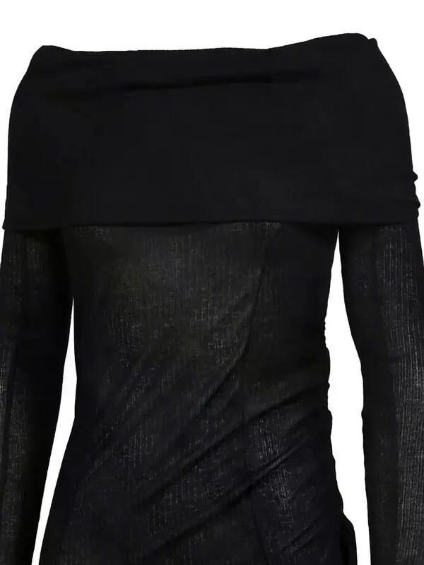 BOHEMSEO Asymmetric Ruched Off-shoulder Top