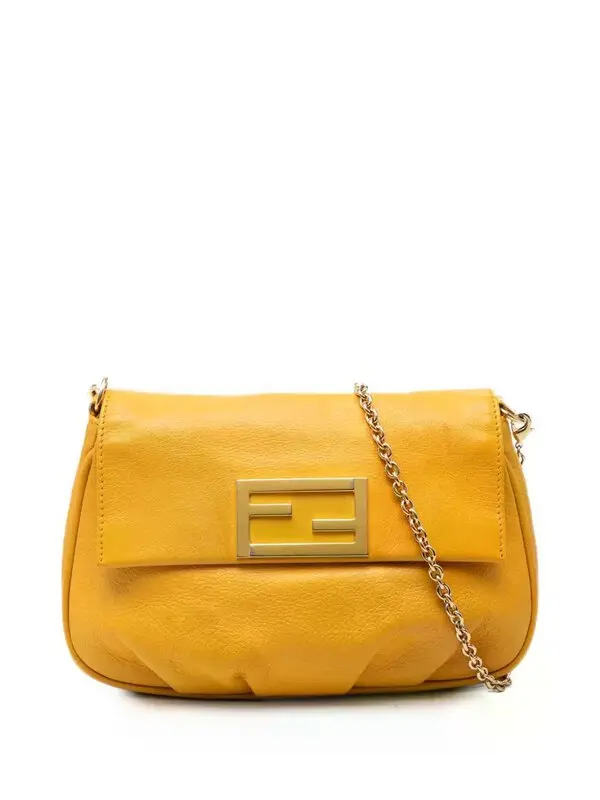Fendi 2010-2026 Leather Fendista Pochette Crossbody Bag - Yellow