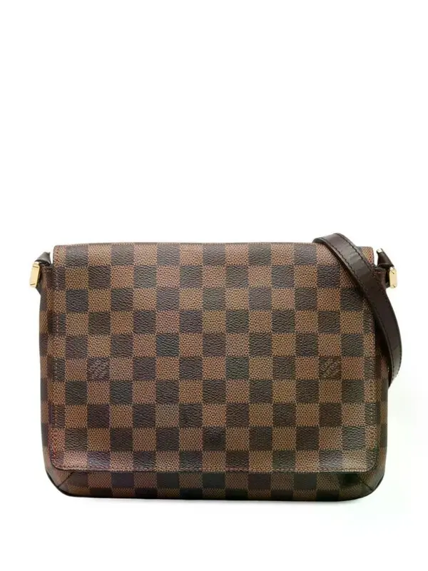 LOUIS VUITTON 2003 Damier Ebene Musette Tango Short Strap Shoulder Bag - Brown