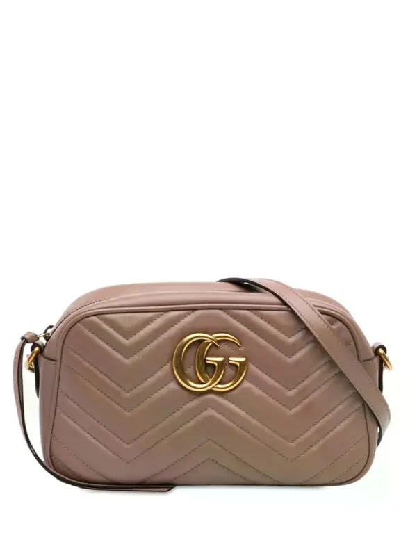 Gucci 2021-2026 Small Gg Marmont Matelasse Calfskin Crossbody Bag - Brown