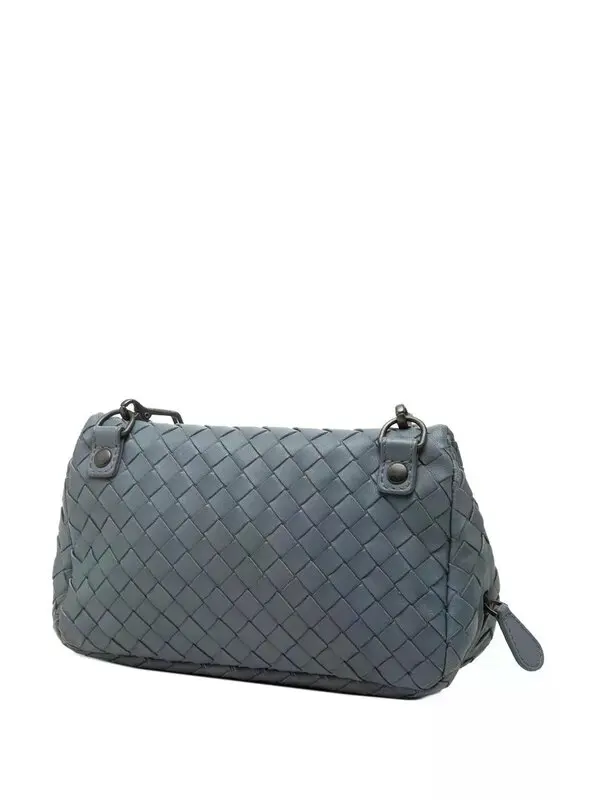 Bottega Veneta Mini Nappa Intrecciato Expandable Chain Flap Cross Body Bag - Blue
