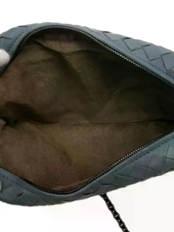 Bottega Veneta Mini Nappa Intrecciato Expandable Chain Flap Cross Body Bag - Blue