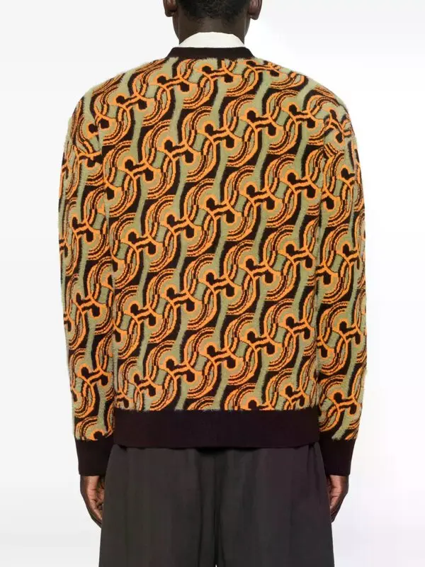 Drole De Monsieur Abstract-pattern Jacquard-knit Cardigan