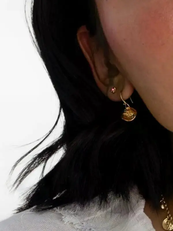 DOWER & HALL Nomad Hammered Disc Earrings - Gold