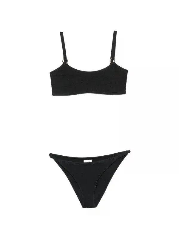 Hunza G Ring-detail Crinkle Bikini - Black
