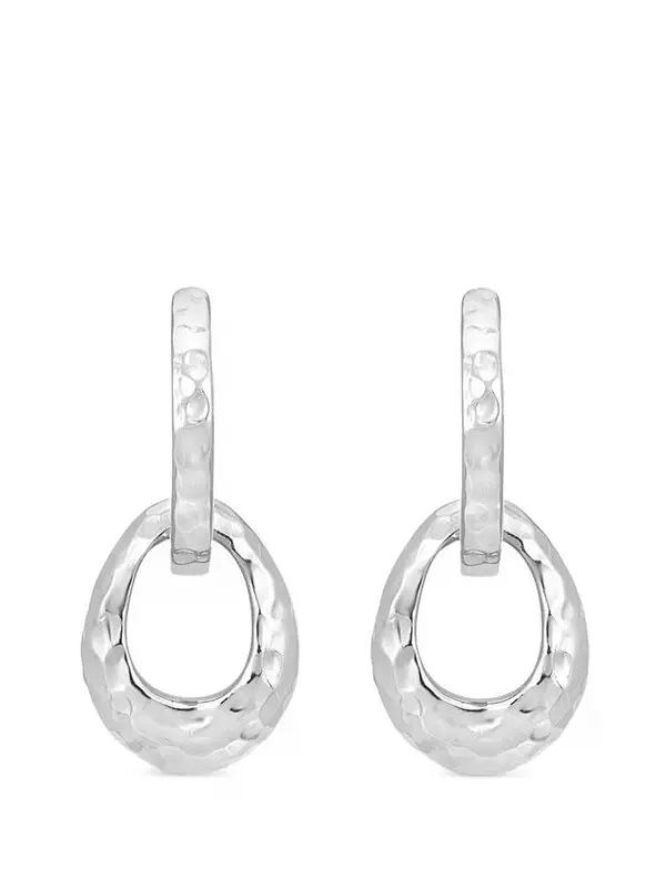 DOWER & HALL Entwined Hammered Hoop Earrings - Silver