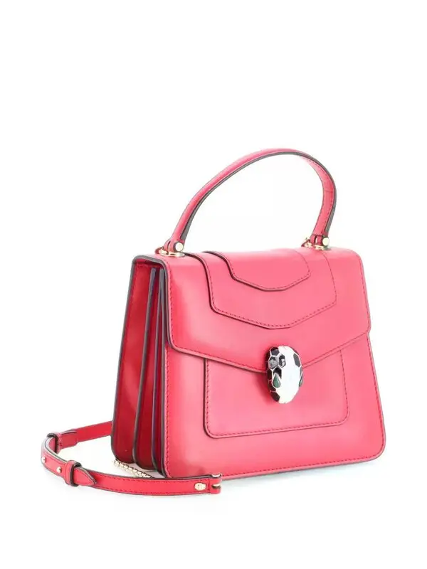 BVLGARI Serpenti Forever Top Handle Bag Leather Small Satchel - Pink