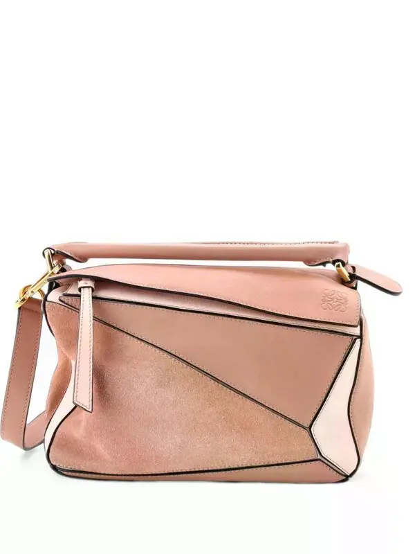 Loewe Puzzle Bag Leather And Suede Small Satchel - Pink