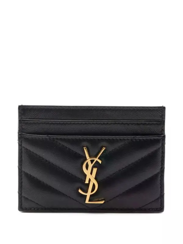 Saint Laurent Cassandre Matelassé Quilted Card Holder - Black