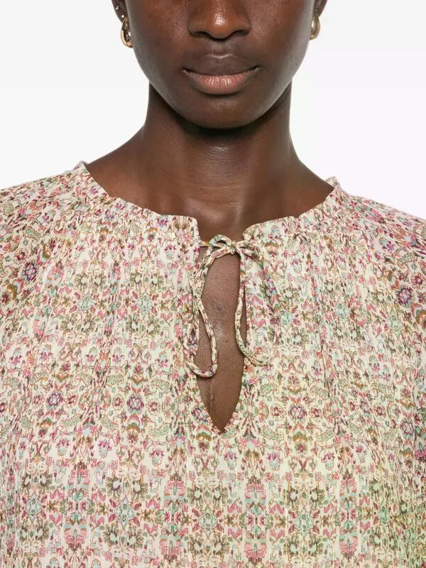 MAISON123 Damia Floral-print Tie-neck Blouse