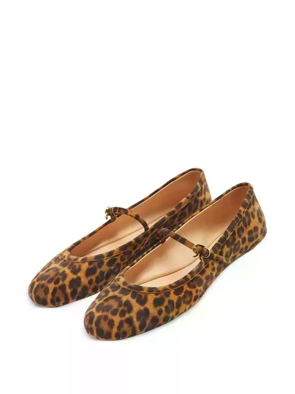 GIANVITO ROSSI Leopard-pattern Ballet Flats - Brown