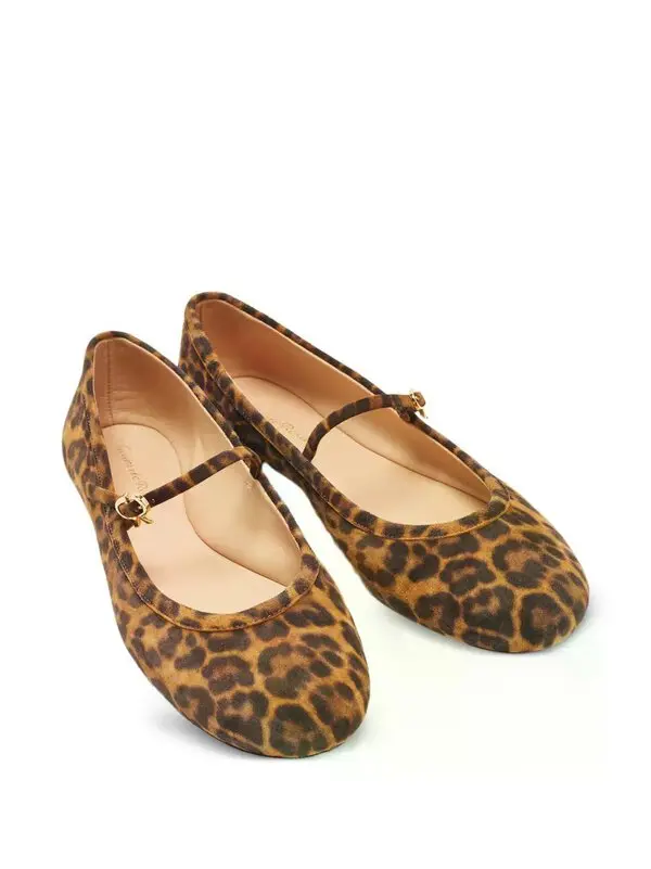 GIANVITO ROSSI Leopard-pattern Ballet Flats - Brown