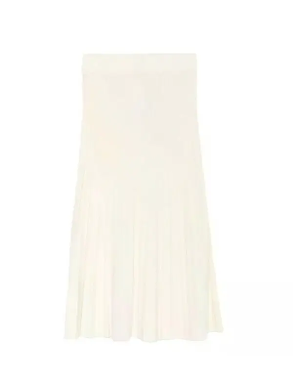 MAISON123 Cable-knit Pleated Midi Skirt