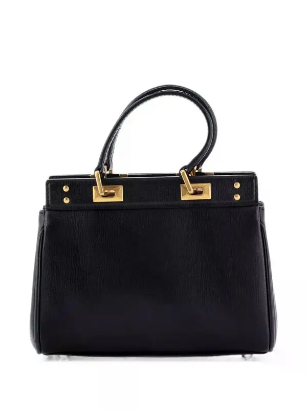 Valentino Garavani Rockstud Alcove Double Handle Bag Leather Small Satchel - Black
