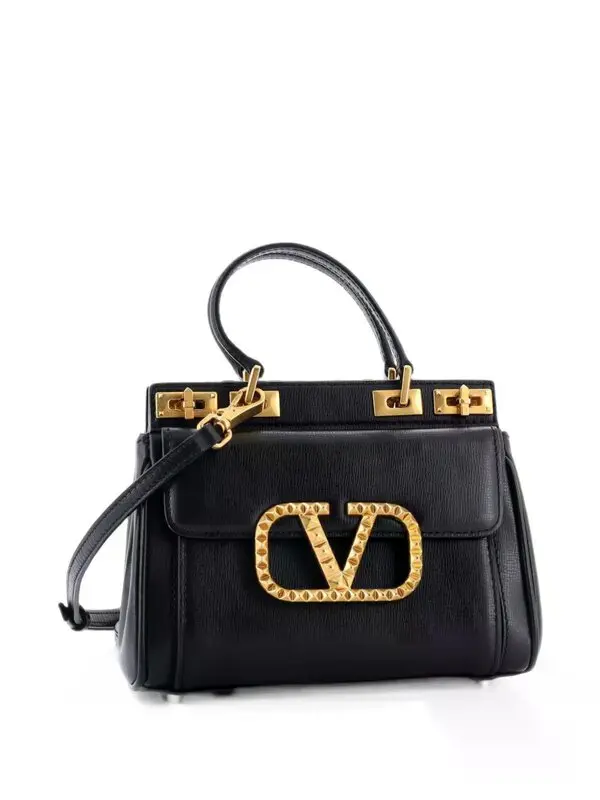 Valentino Garavani Rockstud Alcove Double Handle Bag Leather Small Satchel