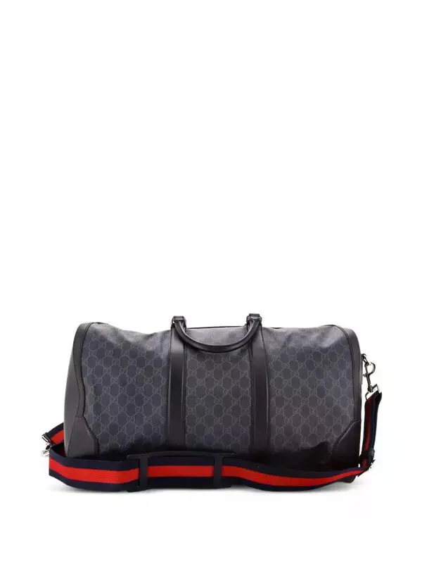 Gucci Convertible Duffle Bag Gg Coated Canvas Large Satchel - Black