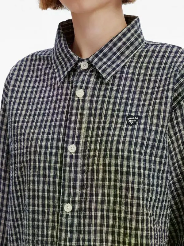 CHOCOOLATE Gingham-check Heart-patch Shirt