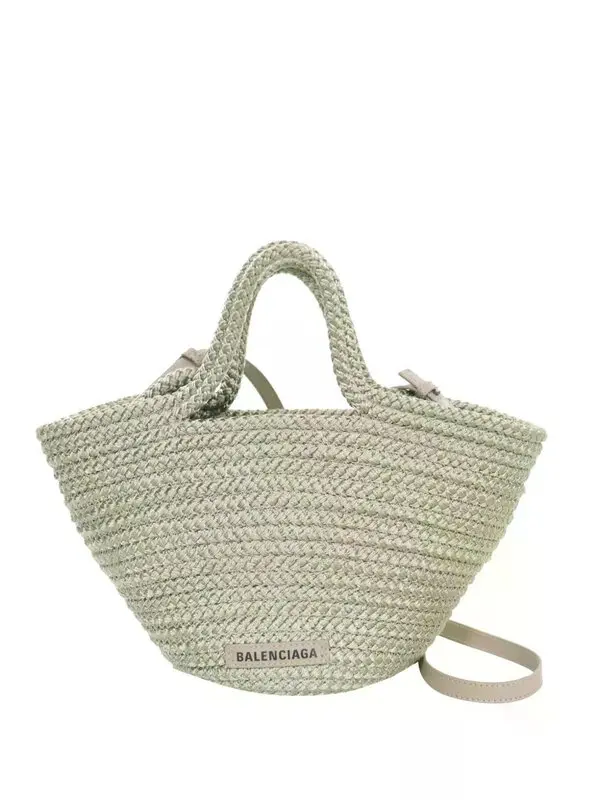 Balenciaga 2022 Small Nylon Ibiza Basket Bag Satchel - Green