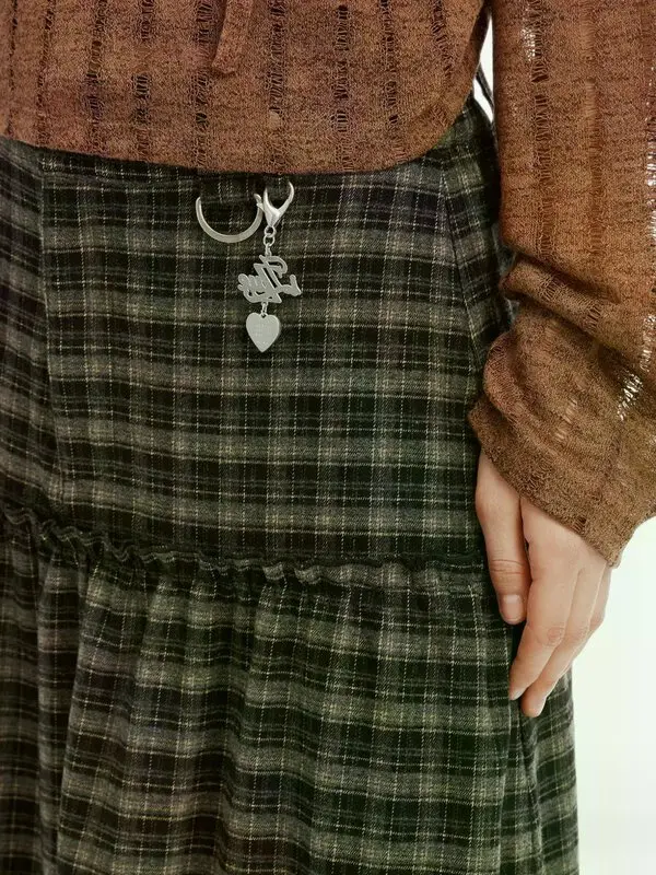 Izzue Check-pattern Tiered Maxi Skirt