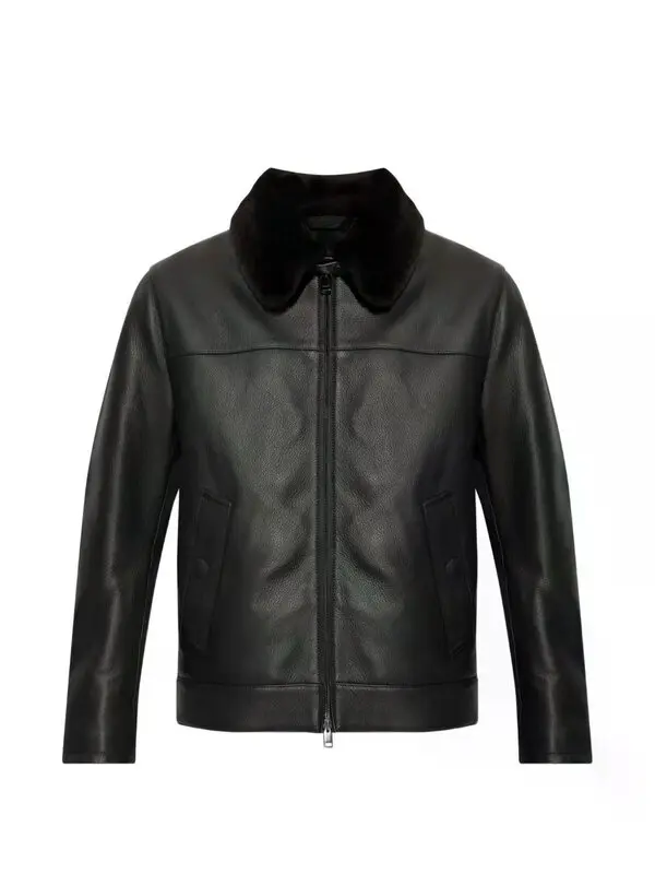 Brioni Faux-fur Collar Leather Jacket