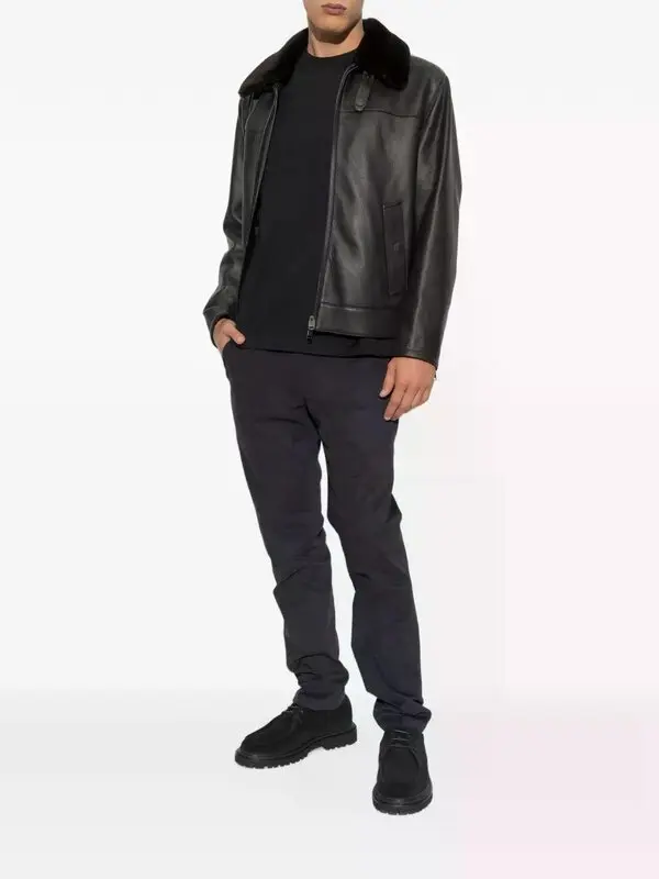 Brioni Faux-fur Collar Leather Jacket