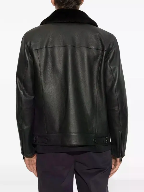 Brioni Faux-fur Collar Leather Jacket
