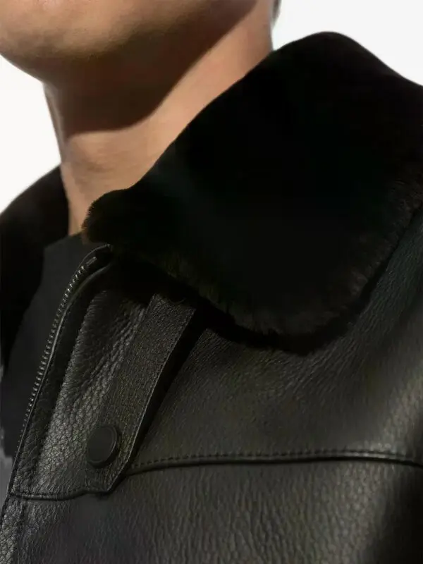 Brioni Faux-fur Collar Leather Jacket