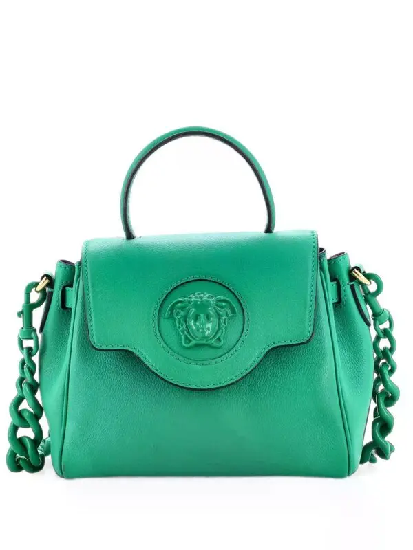 Versace La Medusa Top Handle Bag Leather Small Satchel - Green
