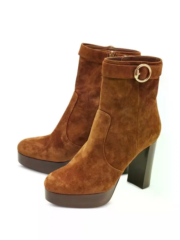 GIANVITO ROSSI Buckled Platform Ankle Boots