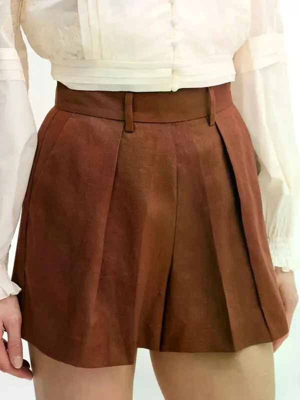 SILVIAN HEACH Posane Pleated High-waisted Shorts
