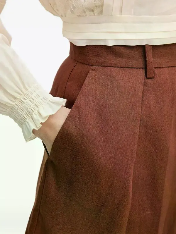 SILVIAN HEACH Posane Pleated High-waisted Shorts