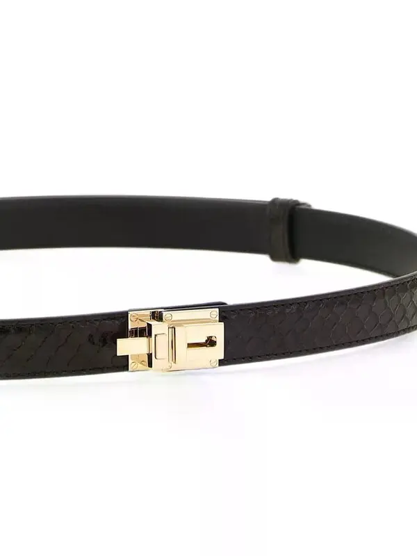 TOM FORD T Latch Python-effect Belt - Brown