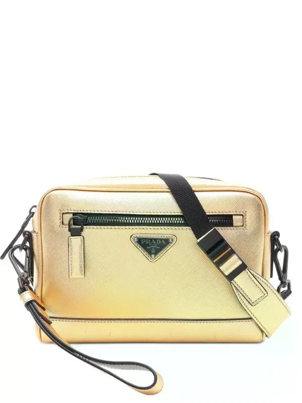 Prada Saffiano Travel Shoulder Bag - Gold
