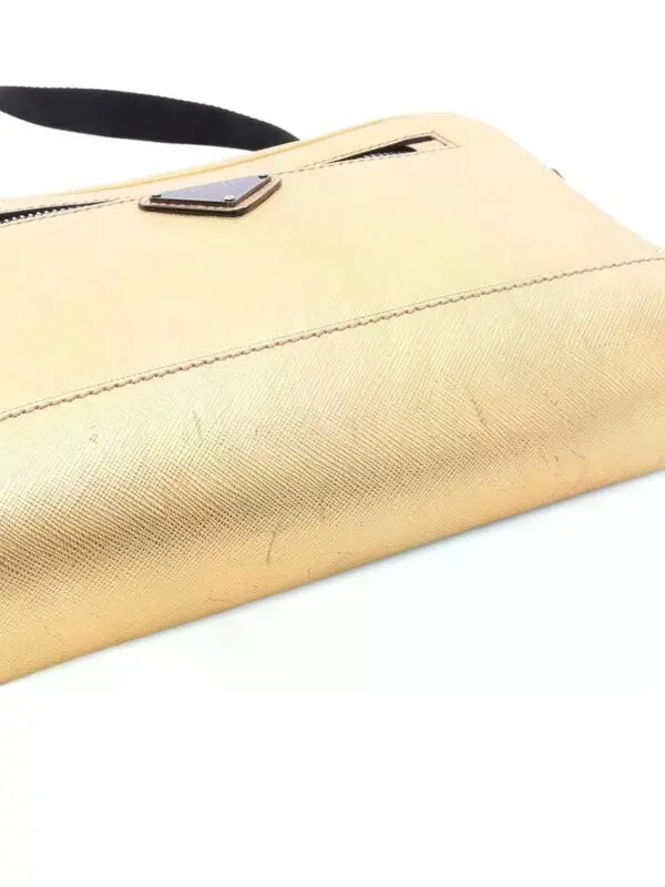 Prada Saffiano Travel Shoulder Bag - Gold