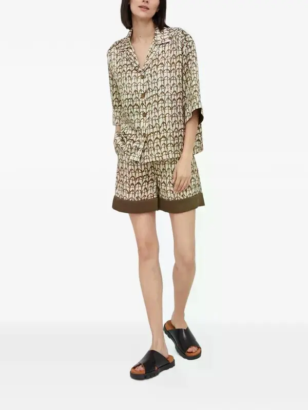 Sisley Graphic-print Paperbag-waist Shorts - Neutrals