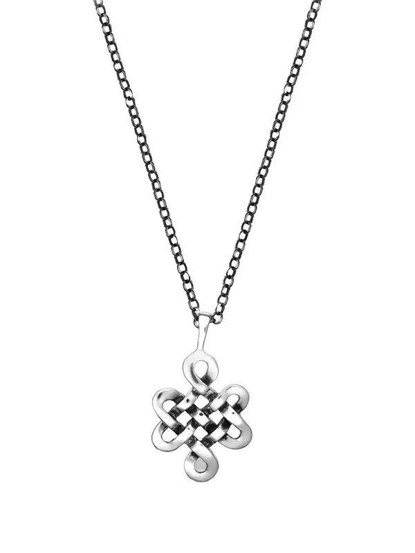 OBSIDIAN Endless Knot Necklace - Silver