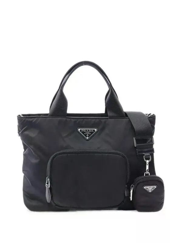 Prada 2010s Logo-plate Handbag - Black