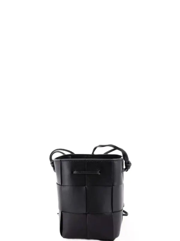 Bottega Veneta Cassette Maxi Intrecciato Leather Mini Bucket Bag - Black