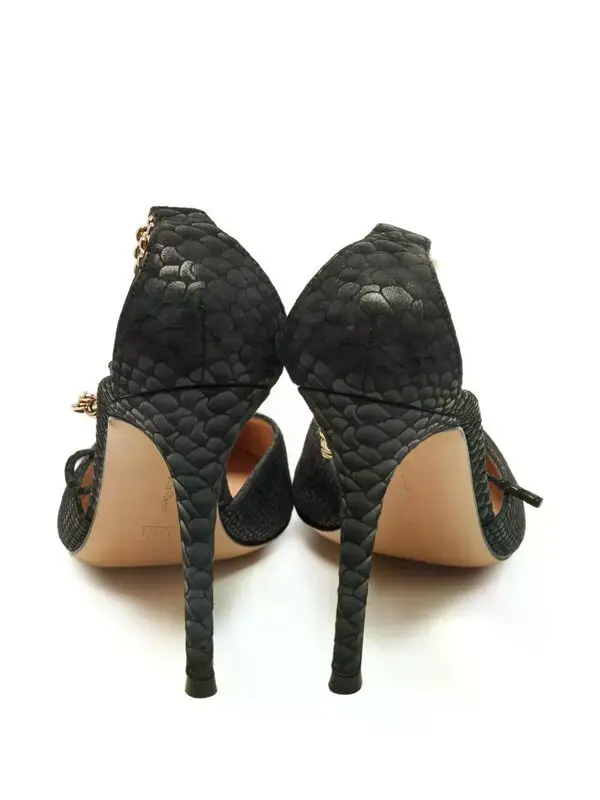 GIANVITO ROSSI Snakeskin-embossed Ankle-tie Pumps