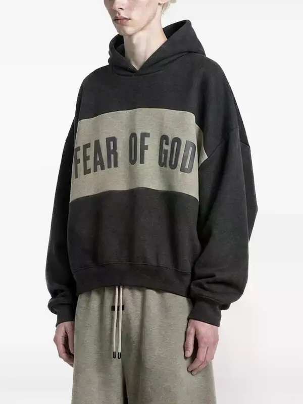 Fear Of God Cropped Relaxed Panelled Hoodie - Black