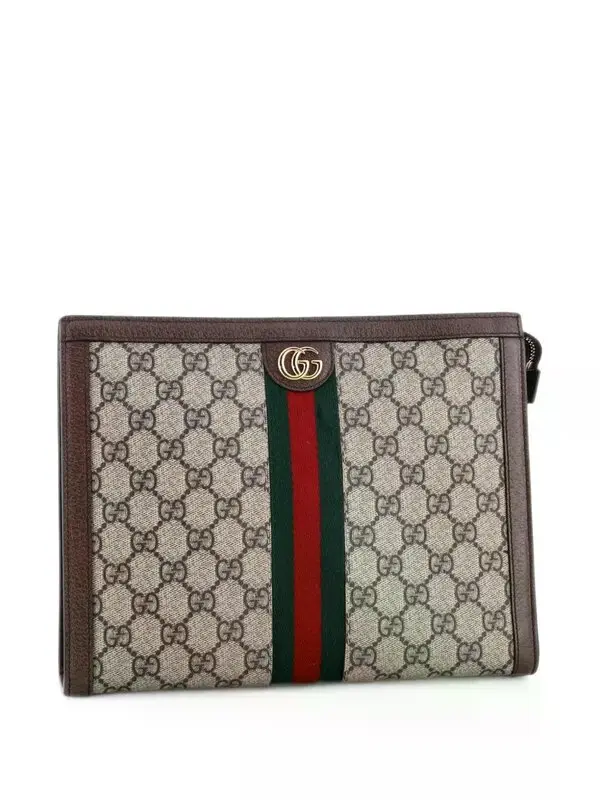 Gucci Ophidia Pouch Gg Coated Canvas Medium Clutch Bag